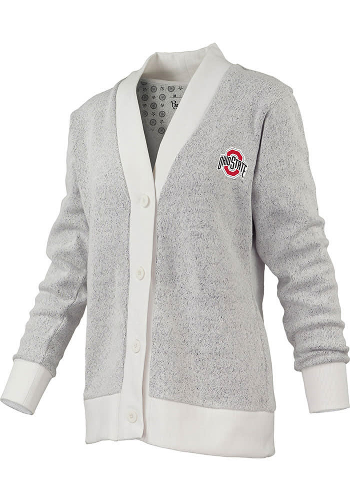 Ohio State Buckeyes Pressbox Cardigan Womens OATMEAL Torrington Long ...
