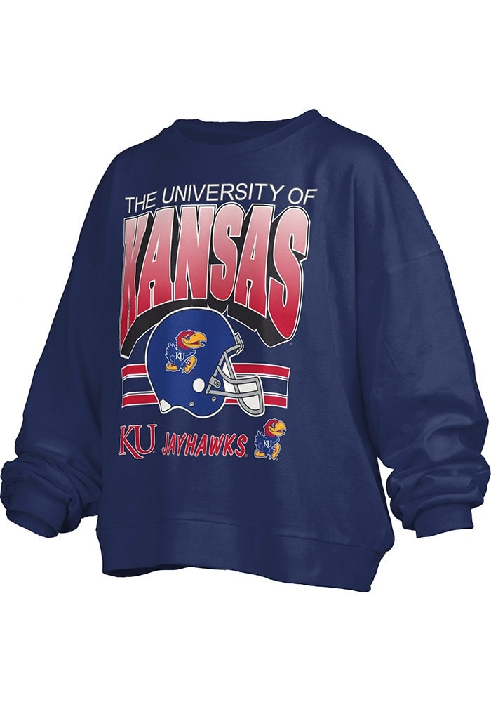 Kansas Jayhawks Pressbox Crew Sweatshirt Womens NAVY Sheffield Janise ...