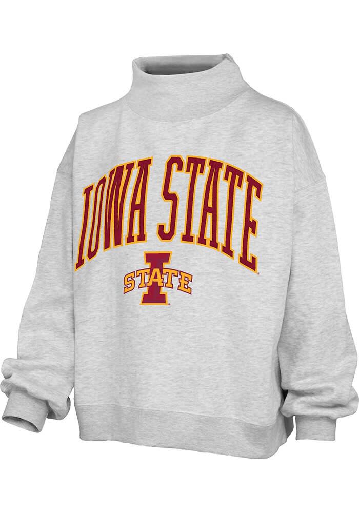 Iowa State Cyclones Pressbox Crew Sweatshirt Womens ASH Mockneck Long ...