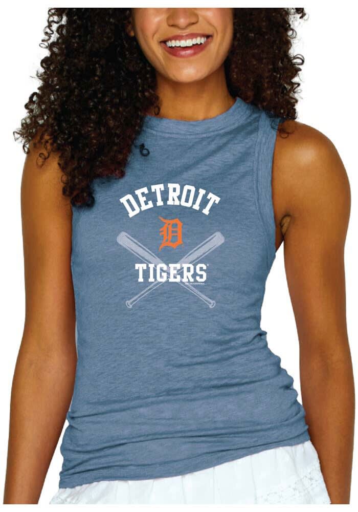 Detroit Tigers Womens NAVY Gauze Tank Top
