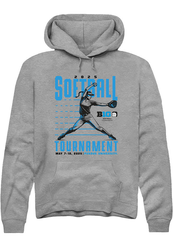 Rally Mens GREY HEATHER Big Ten 2025 Softball Tournament Hoodie - 22684240
