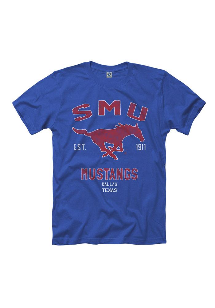 SMU Mustangs ROYAL Throwback Short Sleeve T Shirt - 22782110
