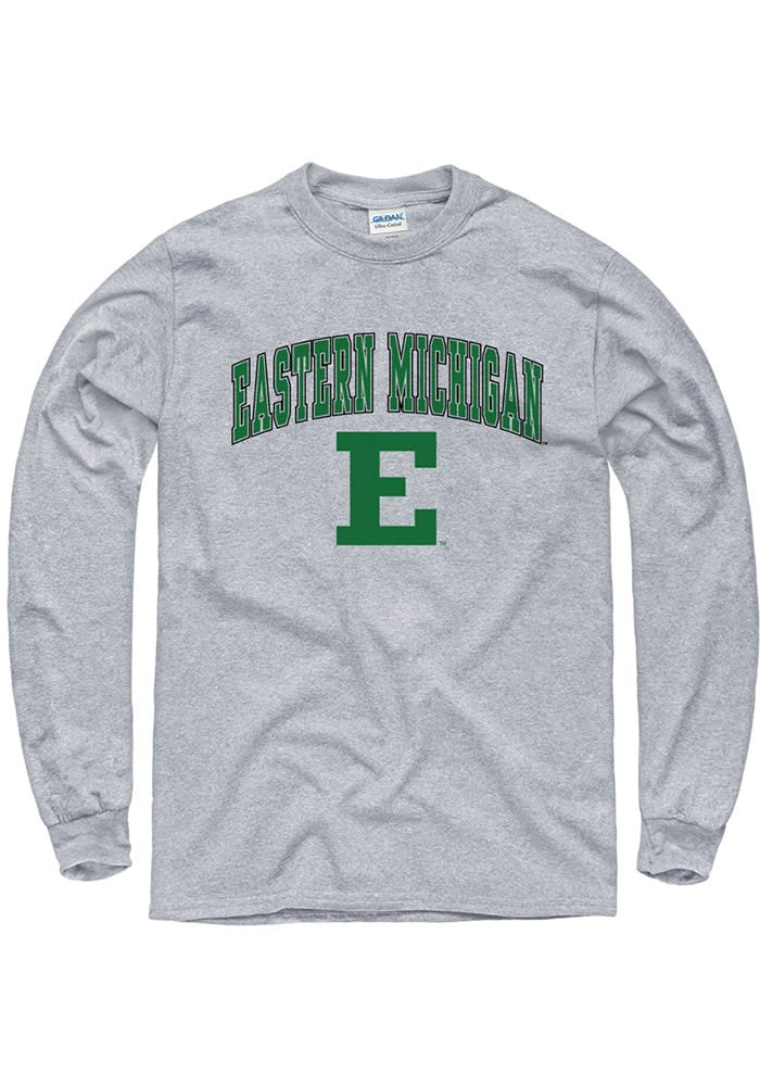 Eastern Michigan Eagles Arch Mascot GREY Long Sleeve T Shirt - 22783735