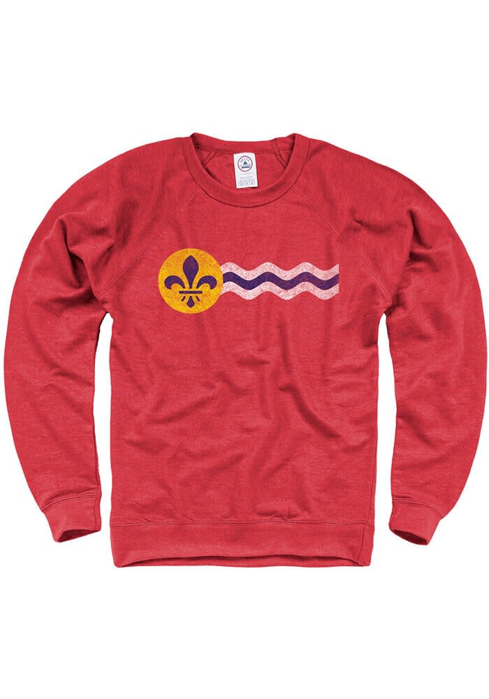 St Louis Mens RED HEATHER St Louis Flag Crew Sweatshirt - 22783886