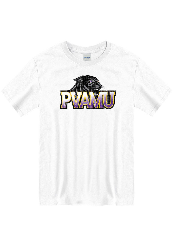 Prairie View A&M Panthers WHITE Primary Logo Short Sleeve T Shirt ...