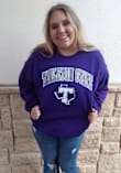 Tarleton State Texans Mens PURPLE Arch Mascot Crew Sweatshirt - 22785447