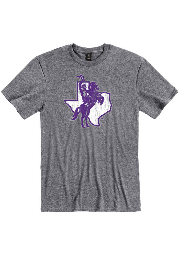 Tarleton State Texans GREY Distressed Logo Short Sleeve T Shirt - 22785455
