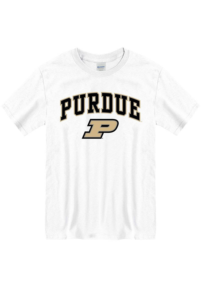 WHITE Purdue Boilermakers Arch Mascot Short Sleeve T Shirt - 22785491
