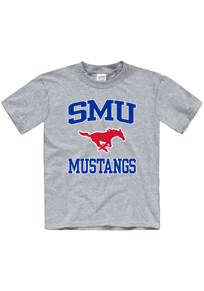 SMU Mustangs Youth HEATHERGREY No 1 Short Sleeve Tee - 22786052