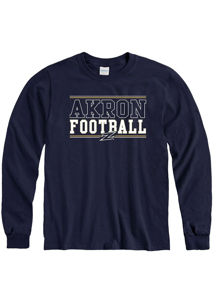Akron Zips Football NAVY Long Sleeve T Shirt - 22786174