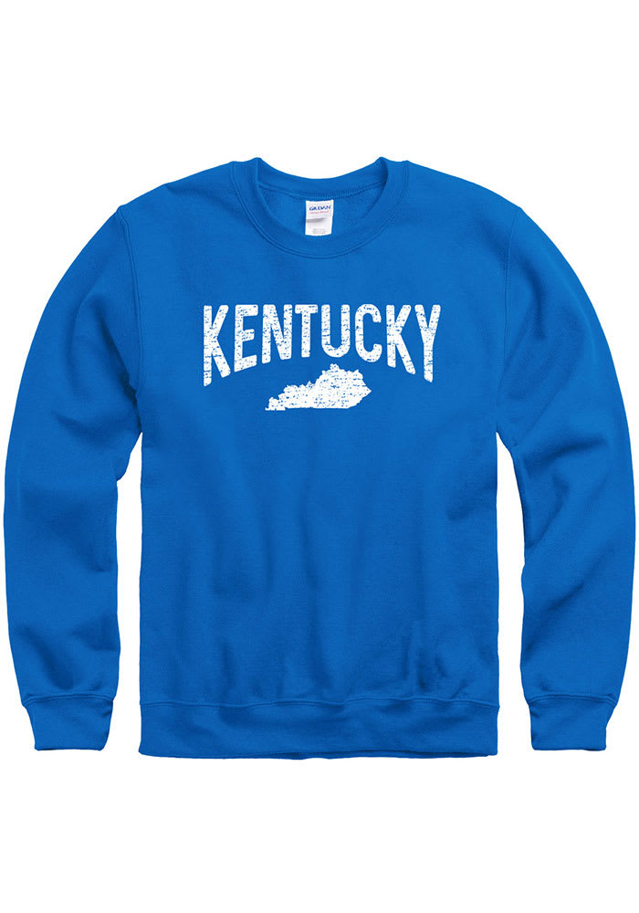 Kentucky Mens ROYAL Wordmark State Shape Crew Sweatshirt - 22786380