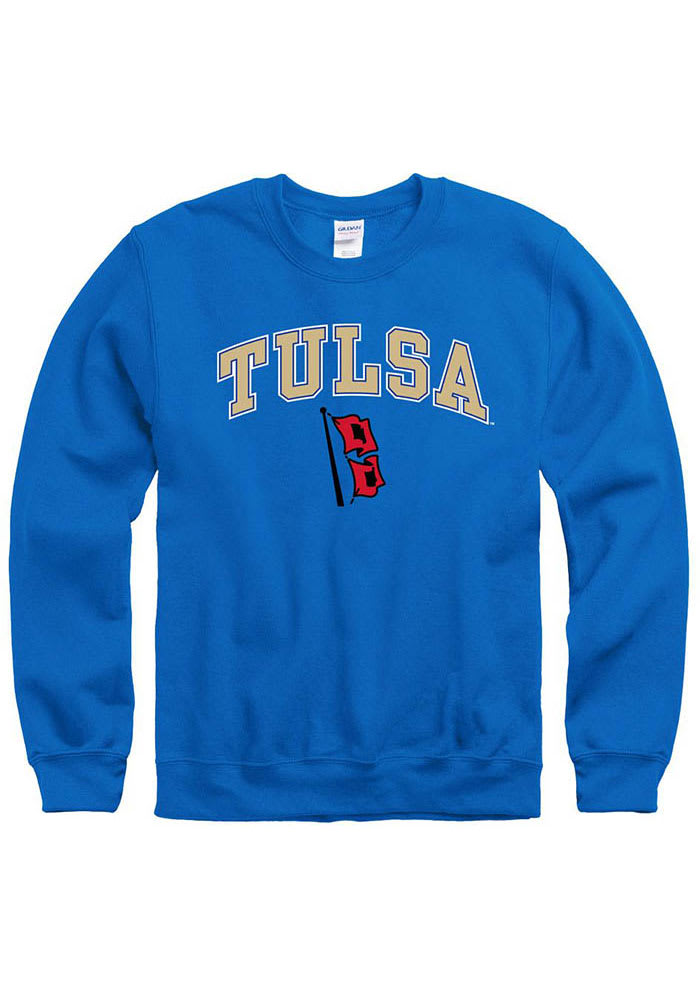 Tulsa Golden Hurricane Mens ROYAL Arch Mascot Crew Sweatshirt - 22786710