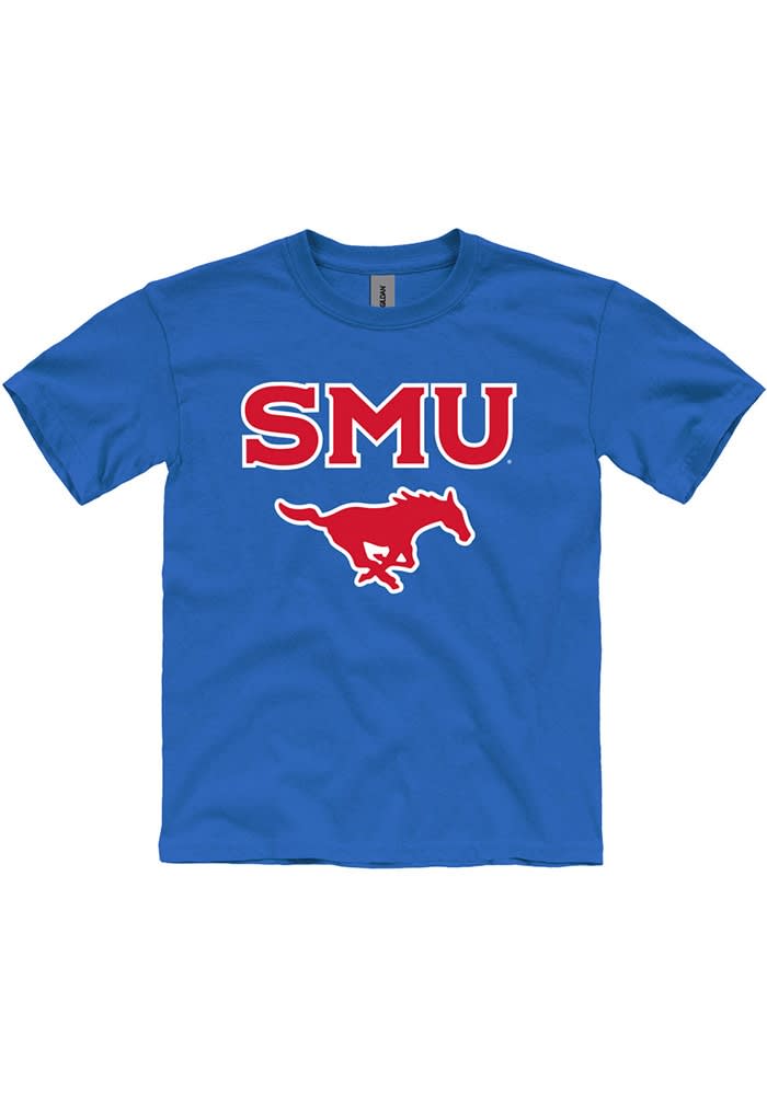 SMU Mustangs Youth ROYAL No 1 Short Sleeve Tee - 22787659