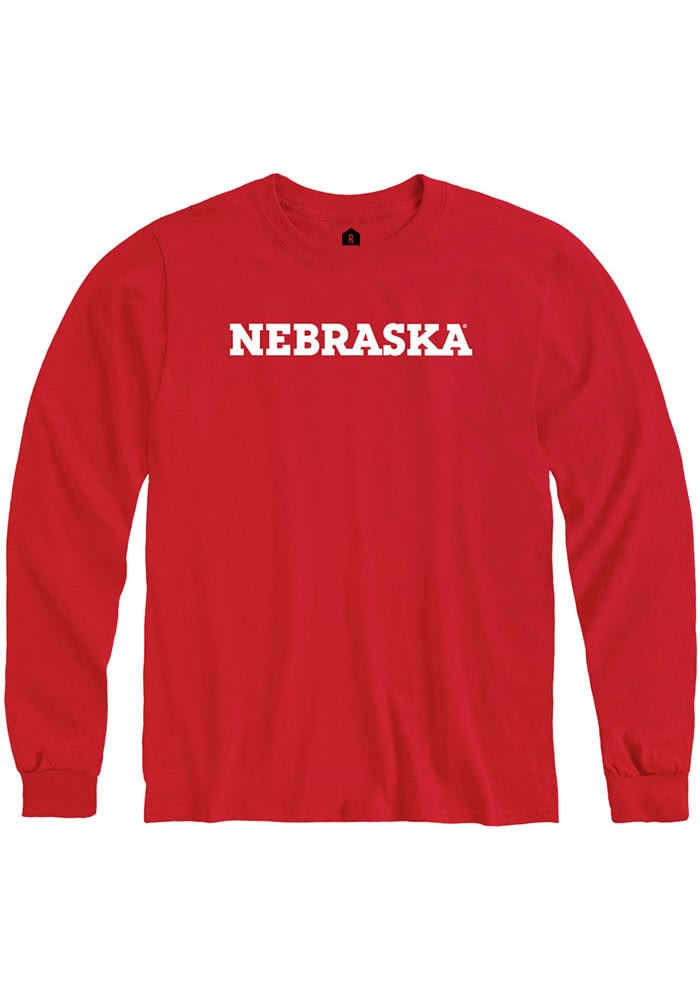 Rally Nebraska Cornhuskers Wordmark Long Sleeve T Shirt Red - 22787784