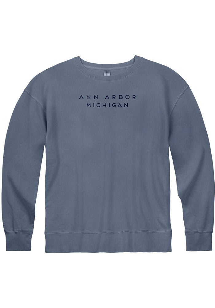 Ann Arbor Mens BLUE Wordmark Crew Sweatshirt - 22787985