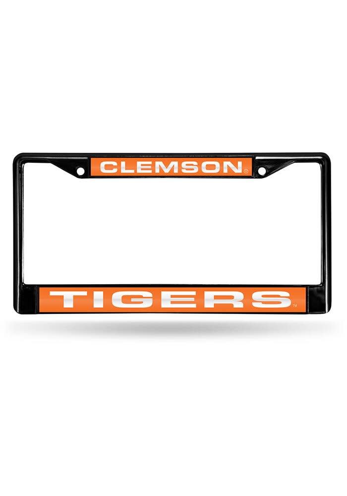 Clemson Tigers License Plate Frame - Clemson Tigers BLACK Black Laser ...