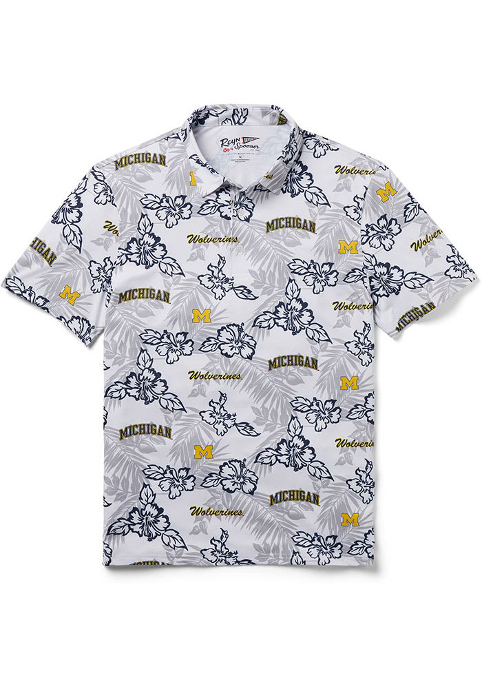 Reyn Spooner Mens WHITE Michigan Wolverines Pua Short Sleeve Fashion ...
