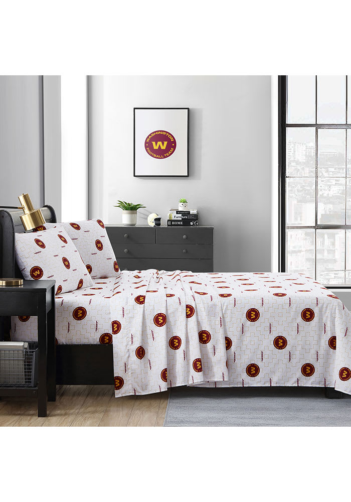 Washington Commanders Red Scatter Queen Set Sheet - 23230223