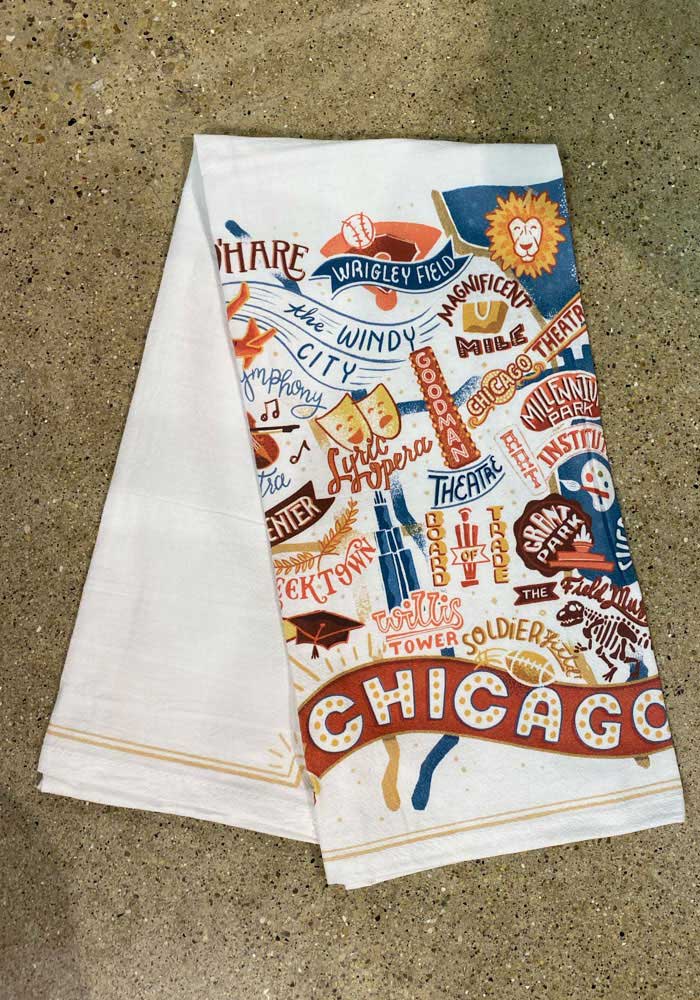 Chicago Vintage Map Towel - WHITE