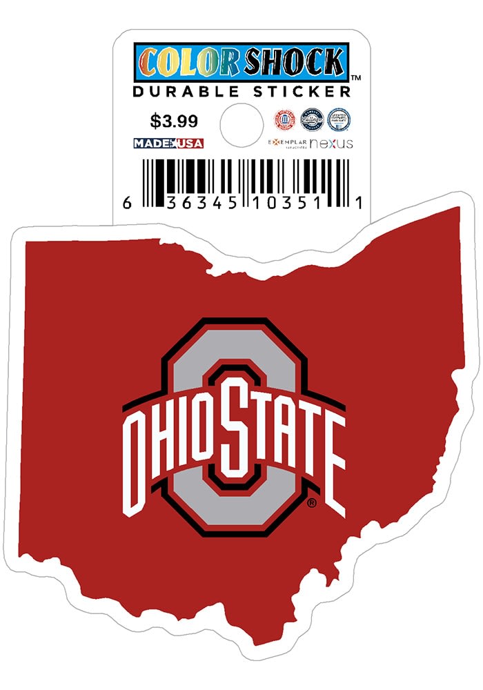 Ohio State Buckeyes Red State 3in Durable Stickers - 2340352