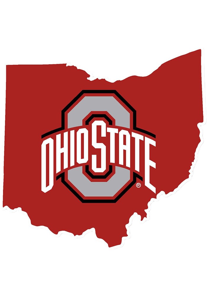 Red Ohio State Buckeyes State Shape Decal - 2340516