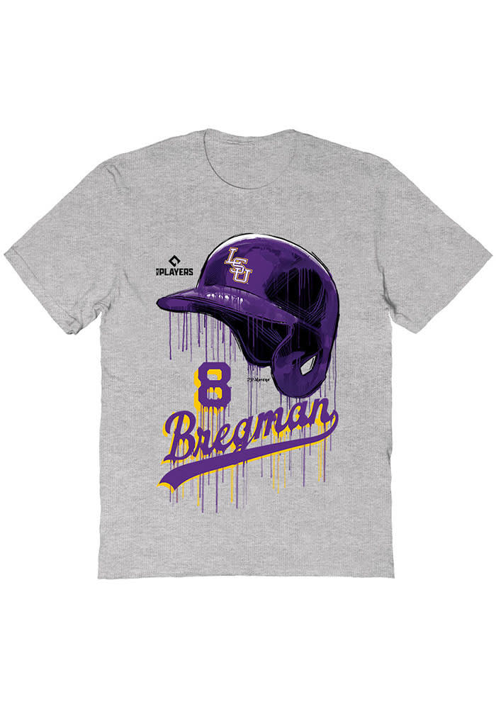 LSU Tigers Alex Bregman Youth Drip ATHLETICGREY Short Sleeve T-Shirt ...