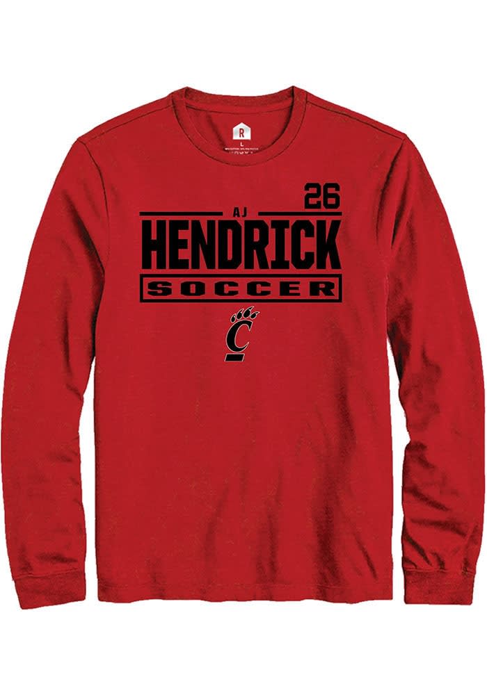 AJ Hendrick Mens Red Cincinnati Bearcats NIL Stacked Box Long Sleeve ...