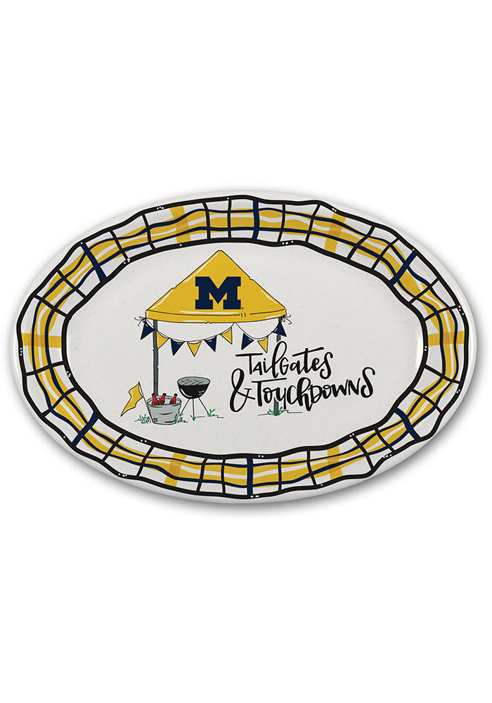 BLUE Michigan Wolverines 18x12 Melamine Oval Tailgate Serving Tray ...