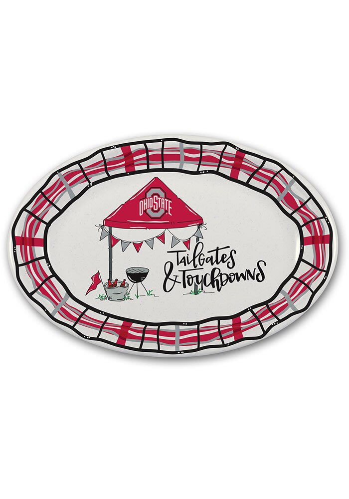 Ohio State Buckeyes Red 18x12 Melamine Oval Tailgate Serving Tray ...