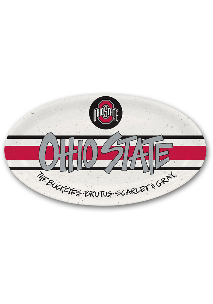 Red Ohio State Buckeyes 6.75x12.25 Melamine Oval Serving Tray - 24010372