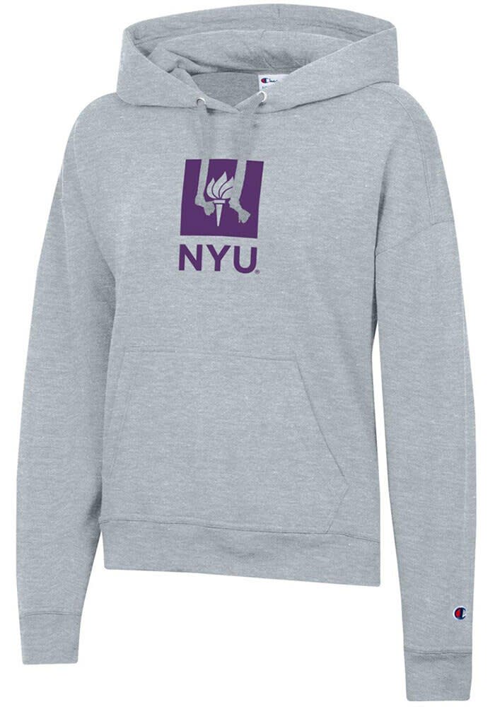 Champion NYU Violets Womens Powerblend Hoodie - HEATHER GREY