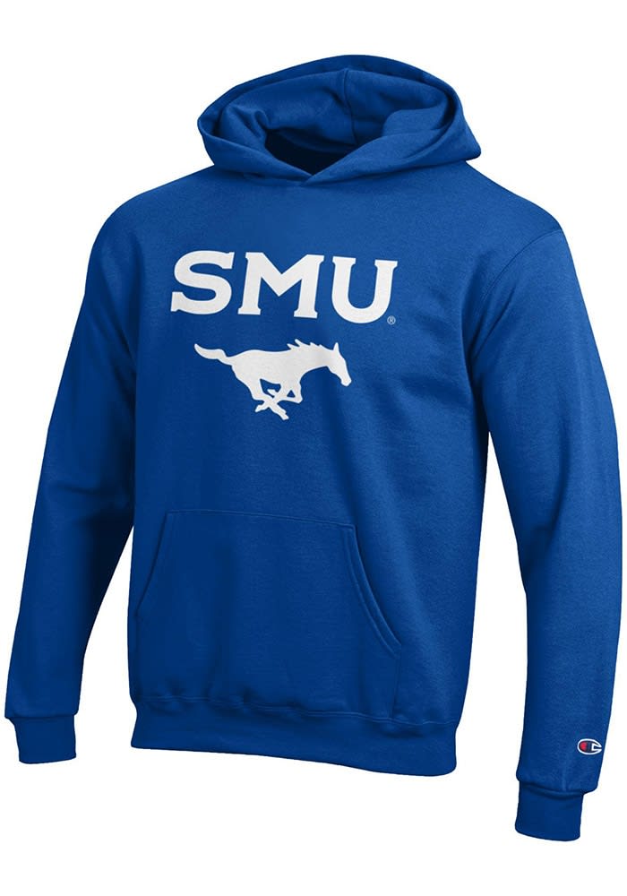 SMU Mustangs Champion Youth ROYAL Powerblend Long Sleeve Hoodie - 24262426