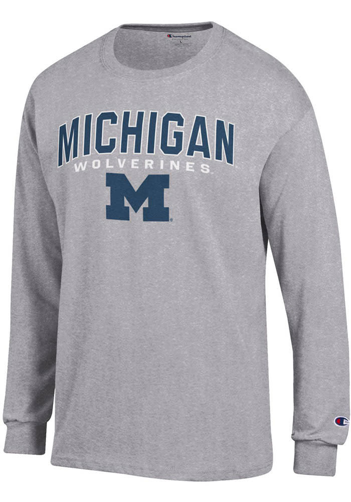 Champion Michigan Wolverines Jersey Long Sleeve T Shirt OXFORD GREY ...