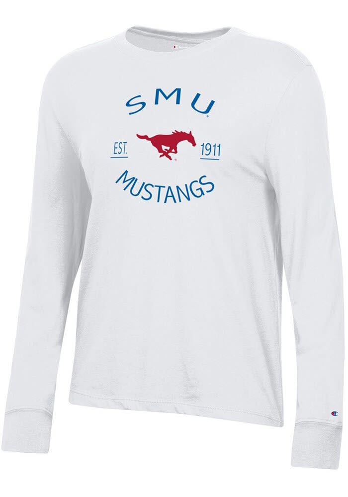 Champion SMU Mustangs Womens White Core Long Sleeve LS Tee - 24263216