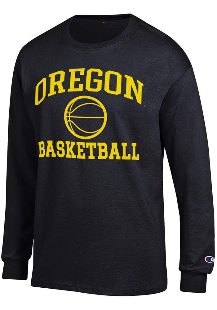 Champion Mens BLACK Oregon Ducks Basketball Jersey Long Sleeve Tee ...