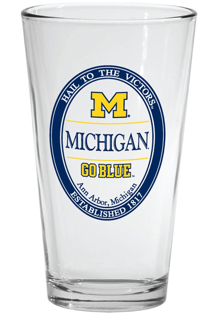 Michigan Wolverines CLEAR 16oz Oval Logo Pint Glass - 24290054