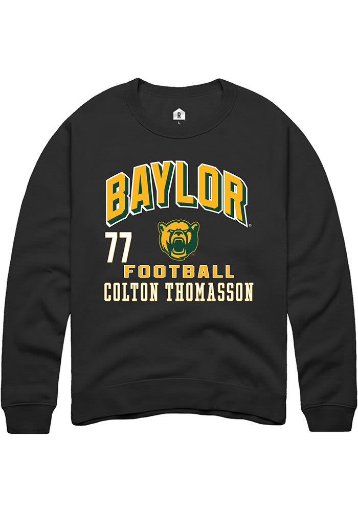 Colton Thomasson Baylor Bears Mens BLACK Football NIL Arch Logo Player ...