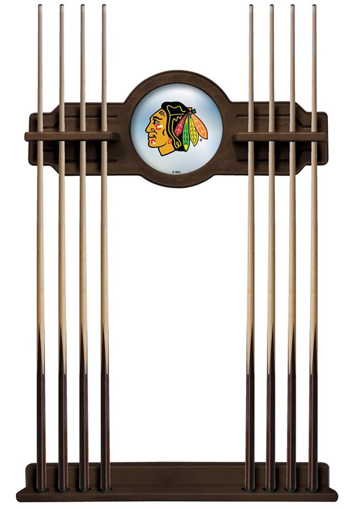 Chicago Blackhawks Solid Wood Cue Rack Pool Table BROWN - 24433934