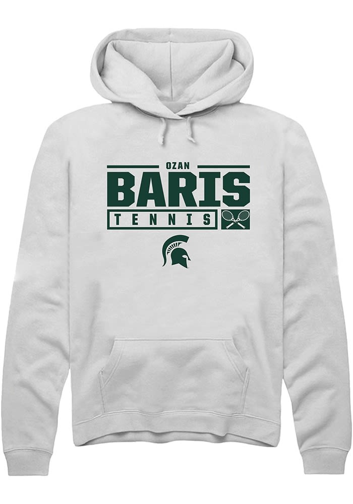 Ozan Baris Mens White Michigan State Spartans NIL Stacked Box Hoodie ...