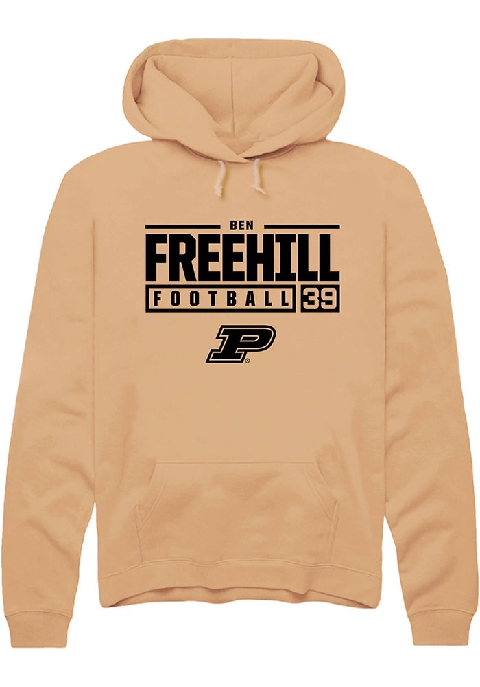 Ben Freehill Mens GOLD Purdue Boilermakers NIL Stacked Box Hoodie ...