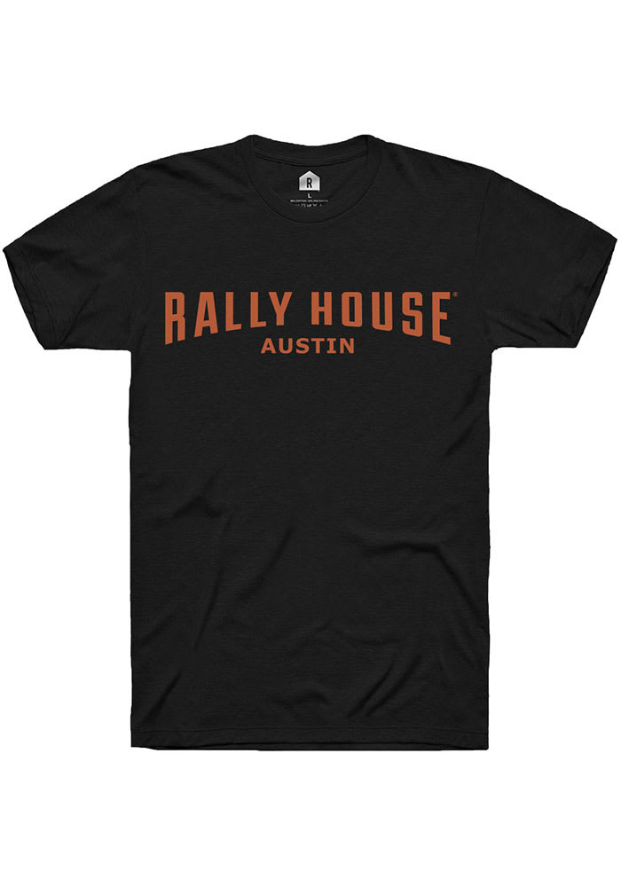 Rally Rally House BLACK Employee Tees Graphic Design Short Sleeve ...