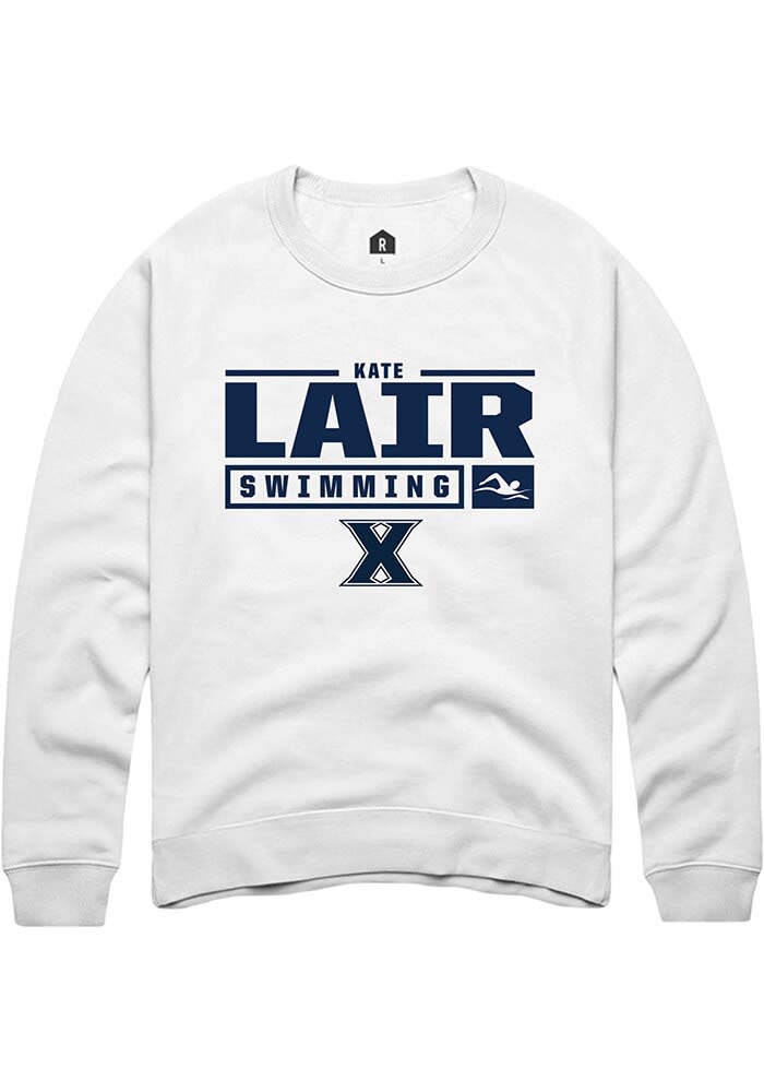 Kate Lair Xavier Musketeers Mens WHITE NIL Stacked Box Crew Sweatshirt ...