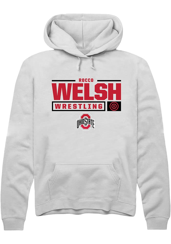 Rocco Welsh Ohio State Buckeyes Mens WHITE NIL Stacked Box Hoodie ...