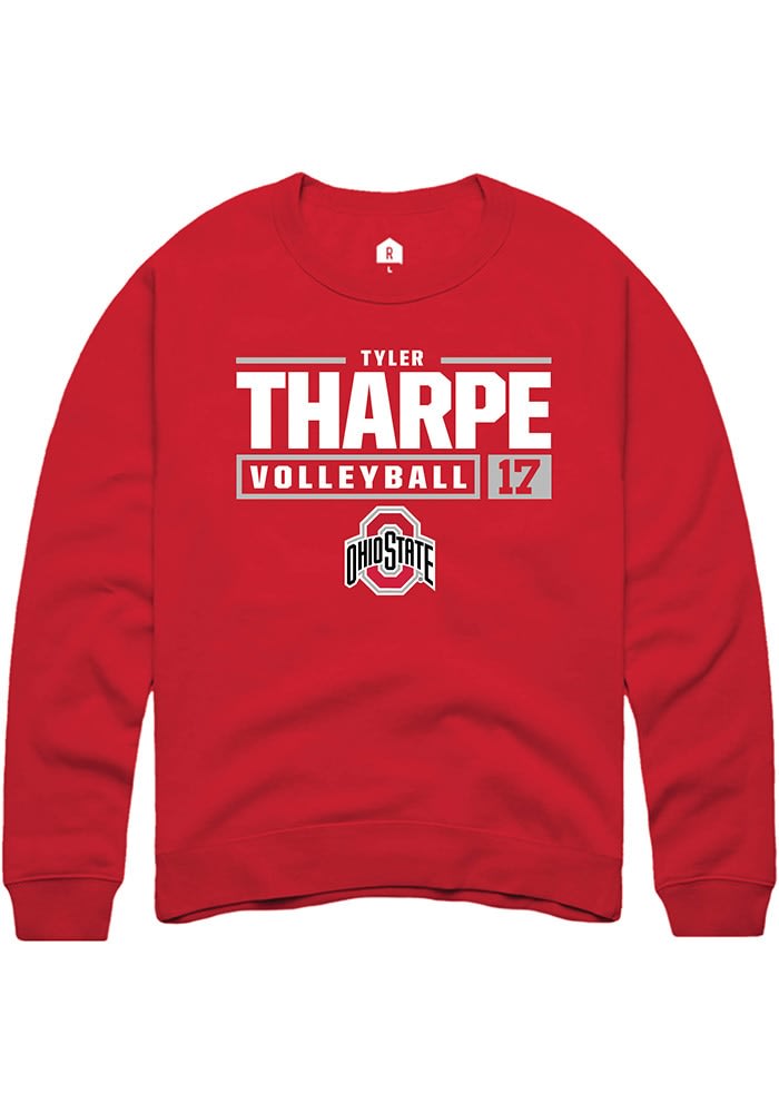 Tyler Tharpe Ohio State Buckeyes Mens Red NIL Stacked Box Crew ...