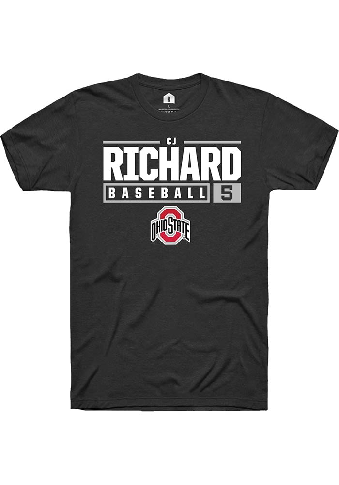 Cj Richard Ohio State Buckeyes Rally BLACK NIL Stacked Box Short Sleeve ...