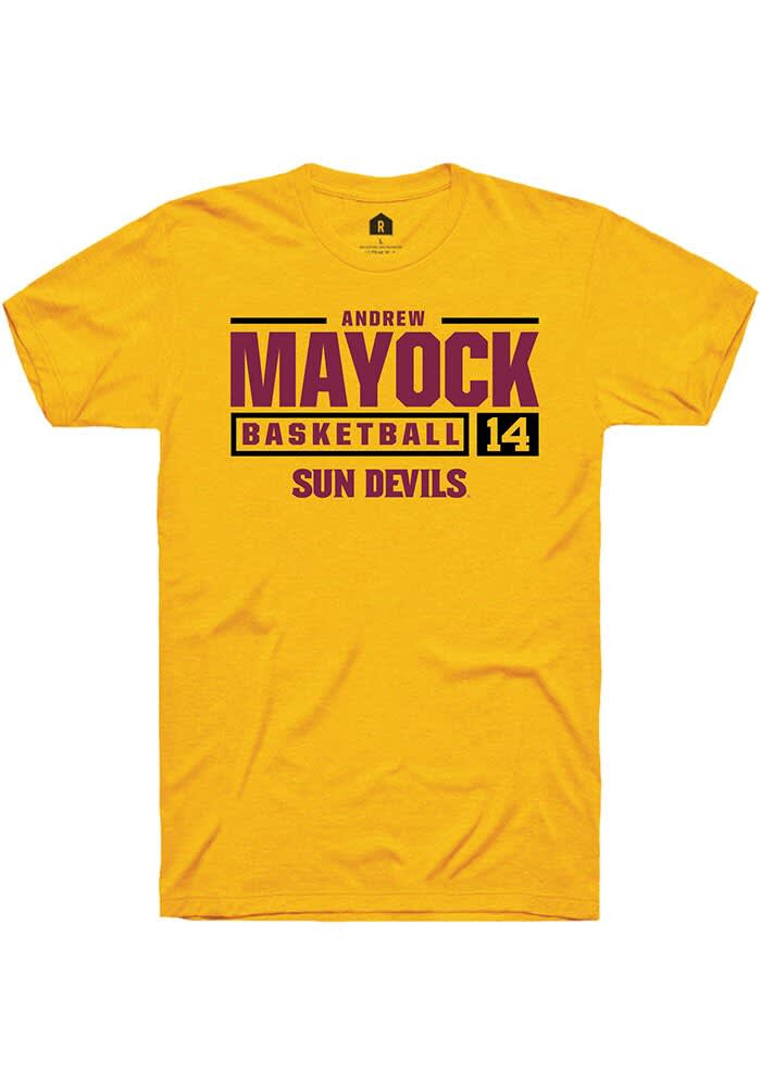 Andrew Mayock Sun Devils Rally Gold NIL Stacked Box Short Sleeve T Shirt