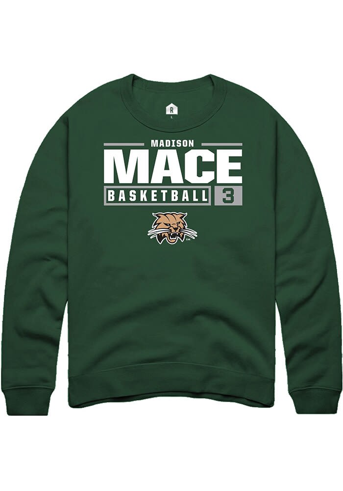Madison Mace Ohio Bobcats Mens DARKGREEN NIL Stacked Box Crew Sweatshirt - 2476006016