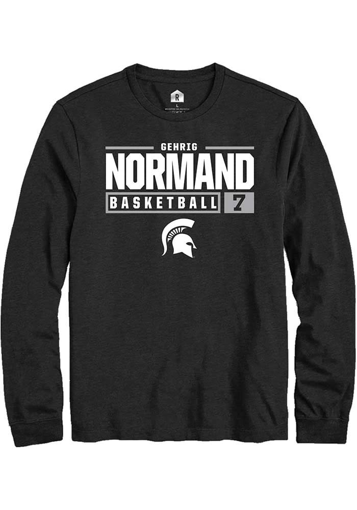 Gehrig Normand Mens BLACK Michigan State Spartans NIL Stacked Box Long ...