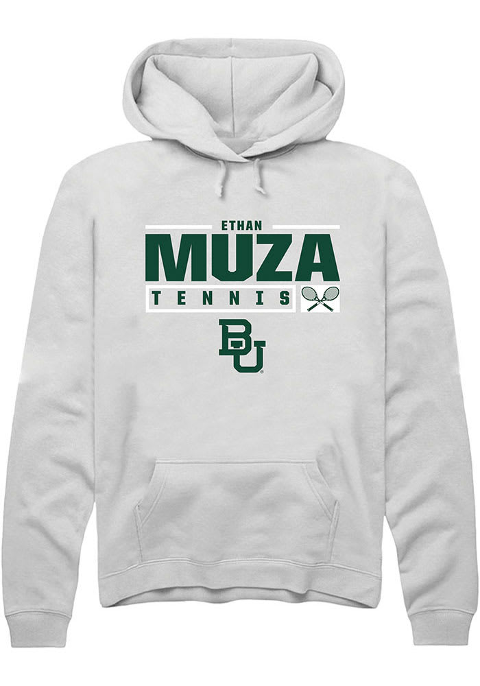 Ethan Muza Baylor Bears Mens White NIL Stacked Box Hoodie - 2476013181
