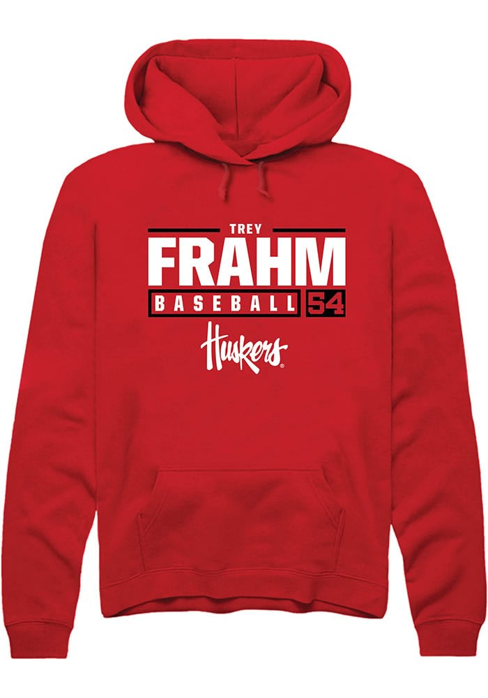 Trey Frahm Nebraska Cornhuskers Mens Red NIL Stacked Box Hoodie ...